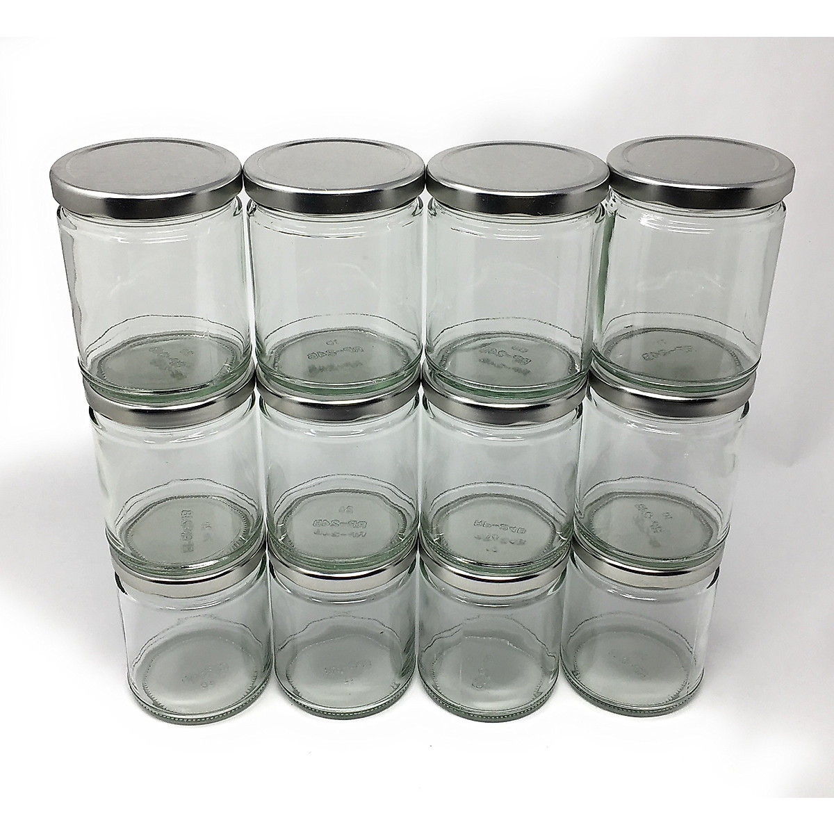 9 oz Straight Sided Glass Jar with Metal Silver Lid 12-Pack by Richards Packaging