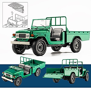 EAZYRC X FMS 1/12 Toyota FJ45 RC Pick-up Truck 4WD RTR Official License, 2 Speed Transmission 5Km/h Speed, Vintage 1960s Car, All Terrain Off-Road with Battery, Charger and Remote Control