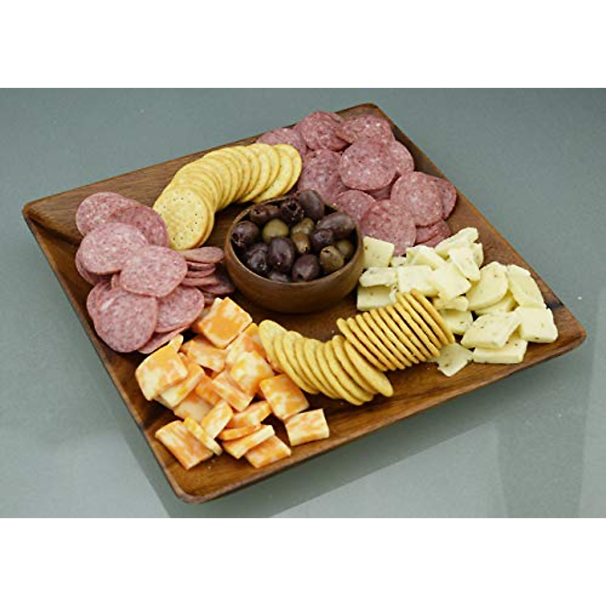 PACIFIC MERCHANTS Acaciaware Acacia Wood 12" Square Plate, Set of 4, Serving Tray, Square Charger Plate, Sustainable, Hand Made, Hawaiian History