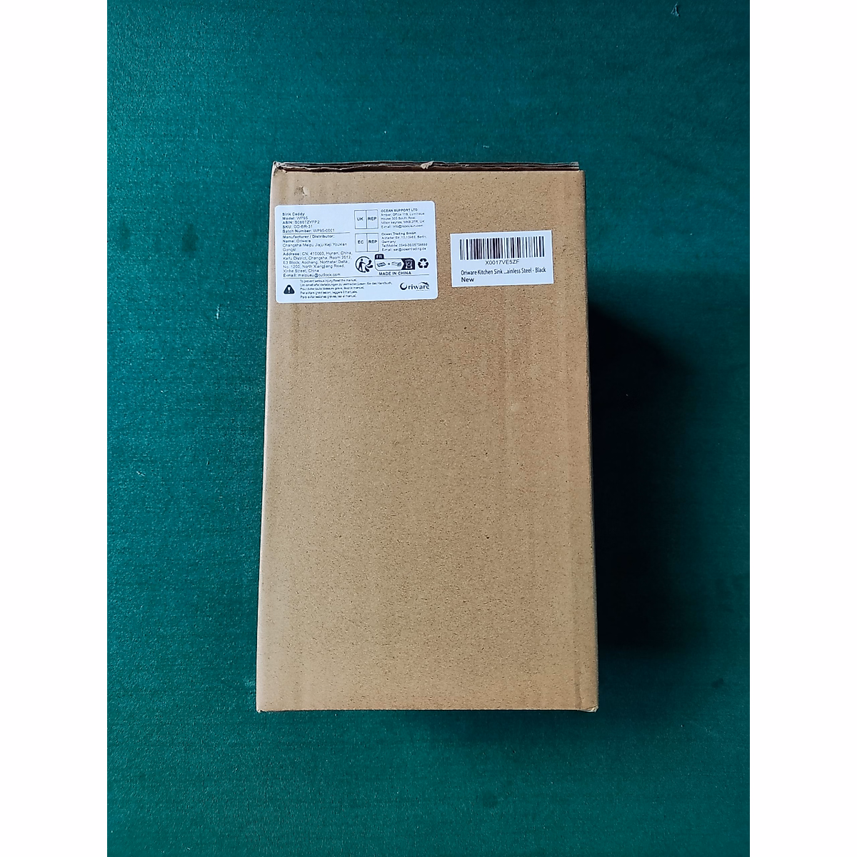 ODesign Large Kitchen Sink Caddy Organizer Sponge Soap Brush Holder with Drain Pan Tray Stainless Steel - Black