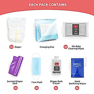 Maki's Disposable Diaper Changing Kit to Go | Contains 3 Individual Packs | Perfect for Travel | Portable Baby Changing Essentials (Size 3)