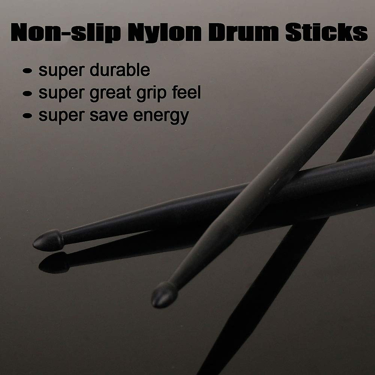 Drum Sticks 5A 1 Pair Nylon Drumsticks 1 Pair Non-Slip Maple Wood with a Velvet Drawstring Bag(Black)