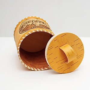 Birch Bark Food Storage Jar, Coffe and Tea Wooden Container, Decorative Jars with Wood Lid (Deer)