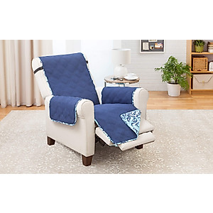 Couch Guard XL Recliner/Chair Cover - Sofa Slipcover, Stylish Furniture - Shield & Protects from Dogs, Cats, Pets, Kids with Stains - Reversible, Convenient Pocket, Easy Wash & Dry - Jory Blue - Blue