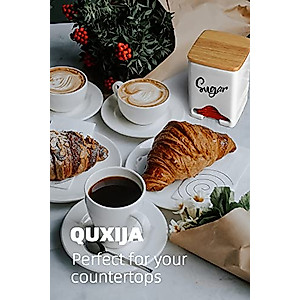 QUXIJA Ceramic Sugar Packet Holder, Farmhouse Tea Bag Storage Organizer Caddy Holder with Lid