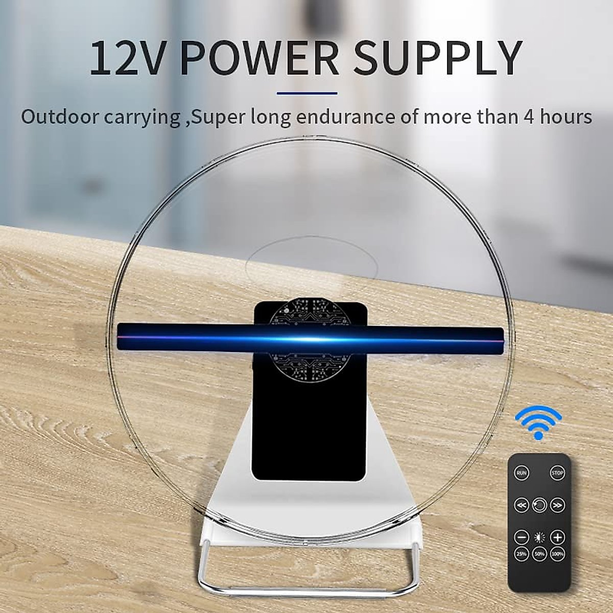 3D Hologram Fan with WiFi, 512PX Hi-Resolution 12" Holographic Video Projector, Graphic 3D Video-3D Advertising Display is Best for Store Shop Holiday Events Display Built-in Rechargeable Battery