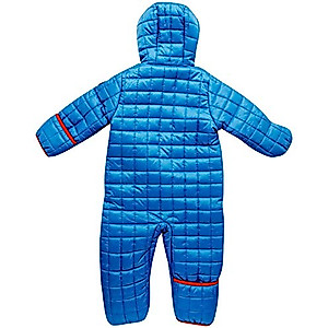 DKNY Baby Boys’ Snowsuit – Hooded Fleece Lined Warm Winter Jumpsuit – Zip Snow Pram for Newborns and Infants (0-24M), Size 3-6 Months, Blue