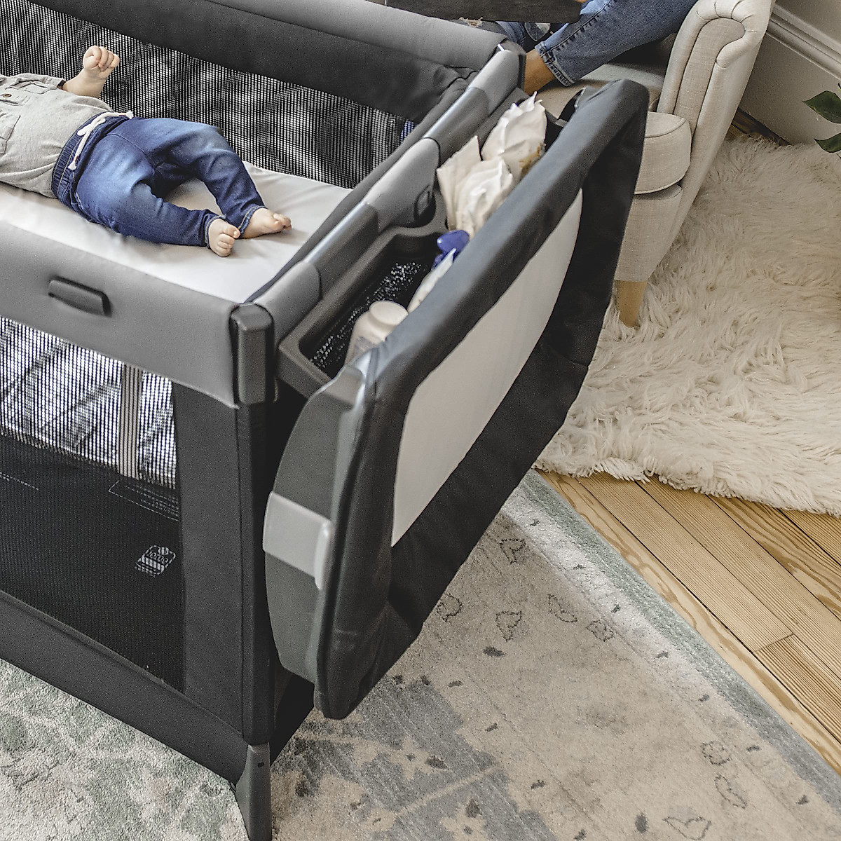 Chicco Lullaby® Portable Playard, Infant Bassinet and Changer, Toddler Playard, Portable Crib, Travel Friendly | Calla/Grey