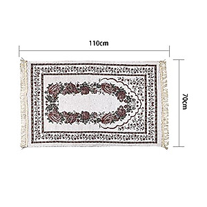 Portable Muslim Prayer Rug, Sajadah for Islam Prayer Carpet Mat Lightweight Folable Ramadan Praying Mat Islamic Gift for Kids Men Women Beige 70x110cm