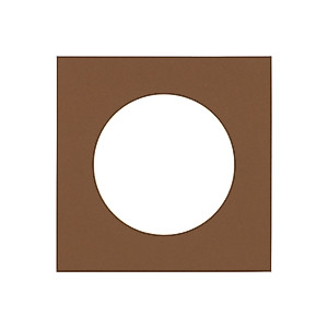 11x11 Mat Bevel Cut for 7x7 Photos - Precut Aged Oak Brown Circle Shaped Photo Mat Board Opening - Acid Free Matte to Protect Your Pictures - Bevel Cut for Family Photos, Pack of 1 Matboard