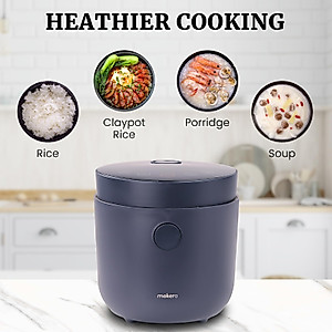 Hakka Low Carb Rice Cooker, 7 Functions Desuger Rice Pot 4 Cups Uncooked Rice with Stainless Steel Steamer MINI Smart Cooker Non-stick Inner 24H Delay Timer