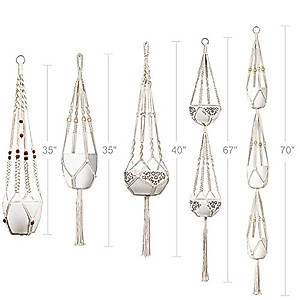 Mkono Macrame Plant Hanger Set of 5 Indoor Wall Hanging Planter Basket Flower Pot Holder Boho Home Decor Gift Box