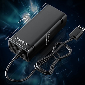 Oussirro Power Supply for Xbox 360 Slim with Power Cord, [2022 Enhanced Quieter Version] AC Adapter Power Brick Replacement Charger for Xbox 360 Slim Console