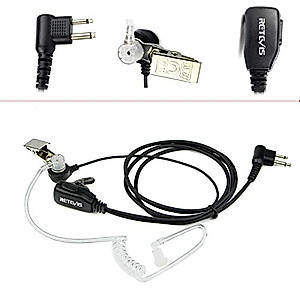 Retevis Two Way Radio Earpiece with Mic 2 Pin, Compatible with Motorola CP100D CP185 CP200 CP200D GP300 GP2000 Mag ONE BRP40 A8 HYT TC610 Two Way Radio, Acoustic Tube Walkie Talkie Earpiece(1 Pack)