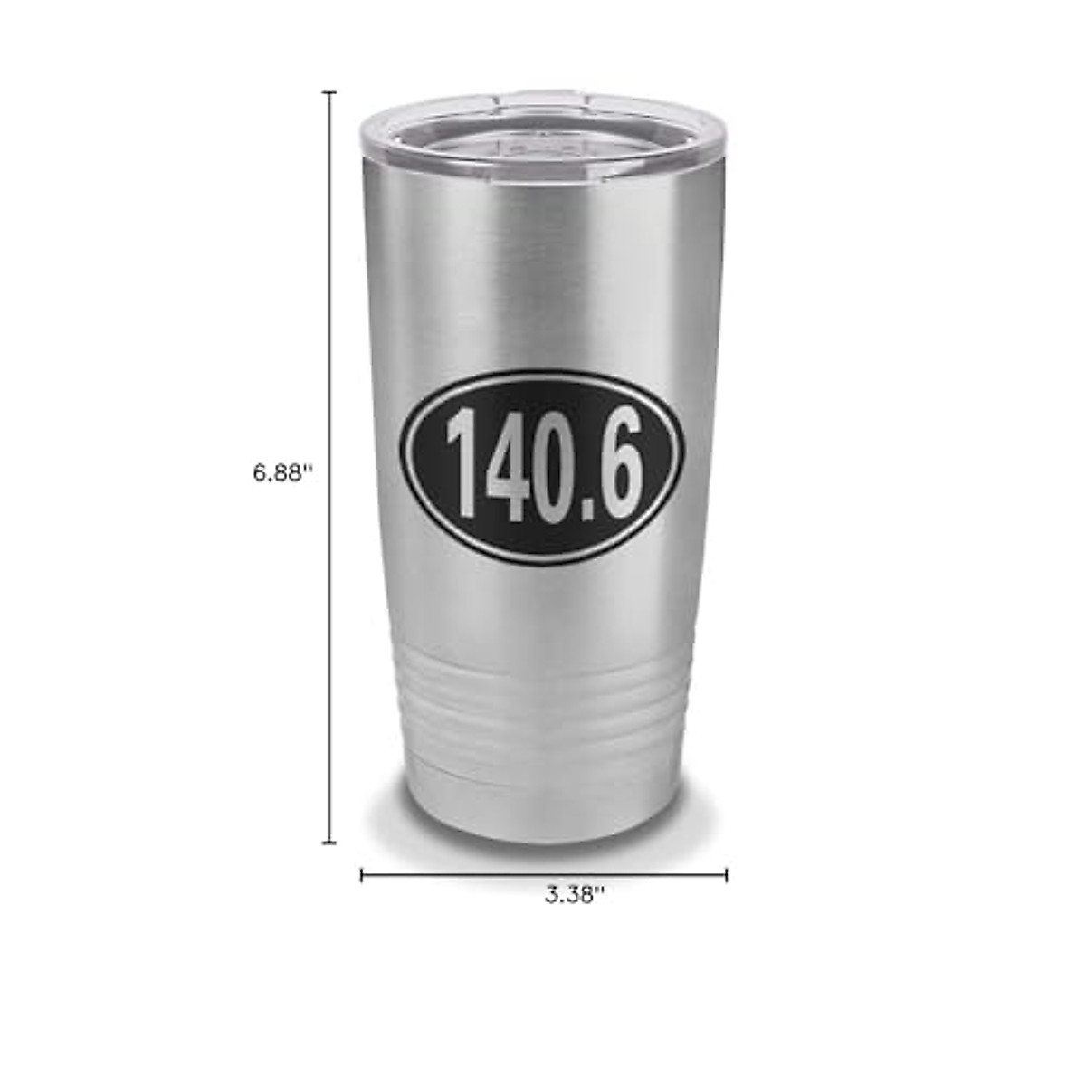Custom Oval 140.6 20 oz Laser Engraved Polar Camel Stainless Steel Vacuum Insulated Tumbler w/Clear Lid ironman triathlon - Customizable - Stainless Steel