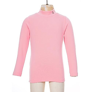 YiZYiF Kids Boys Girls Turtleneck Long Sleeves T-Shirts Thermal Tops Athletic Tee Baselayer Shirts Pink 9-10 Years