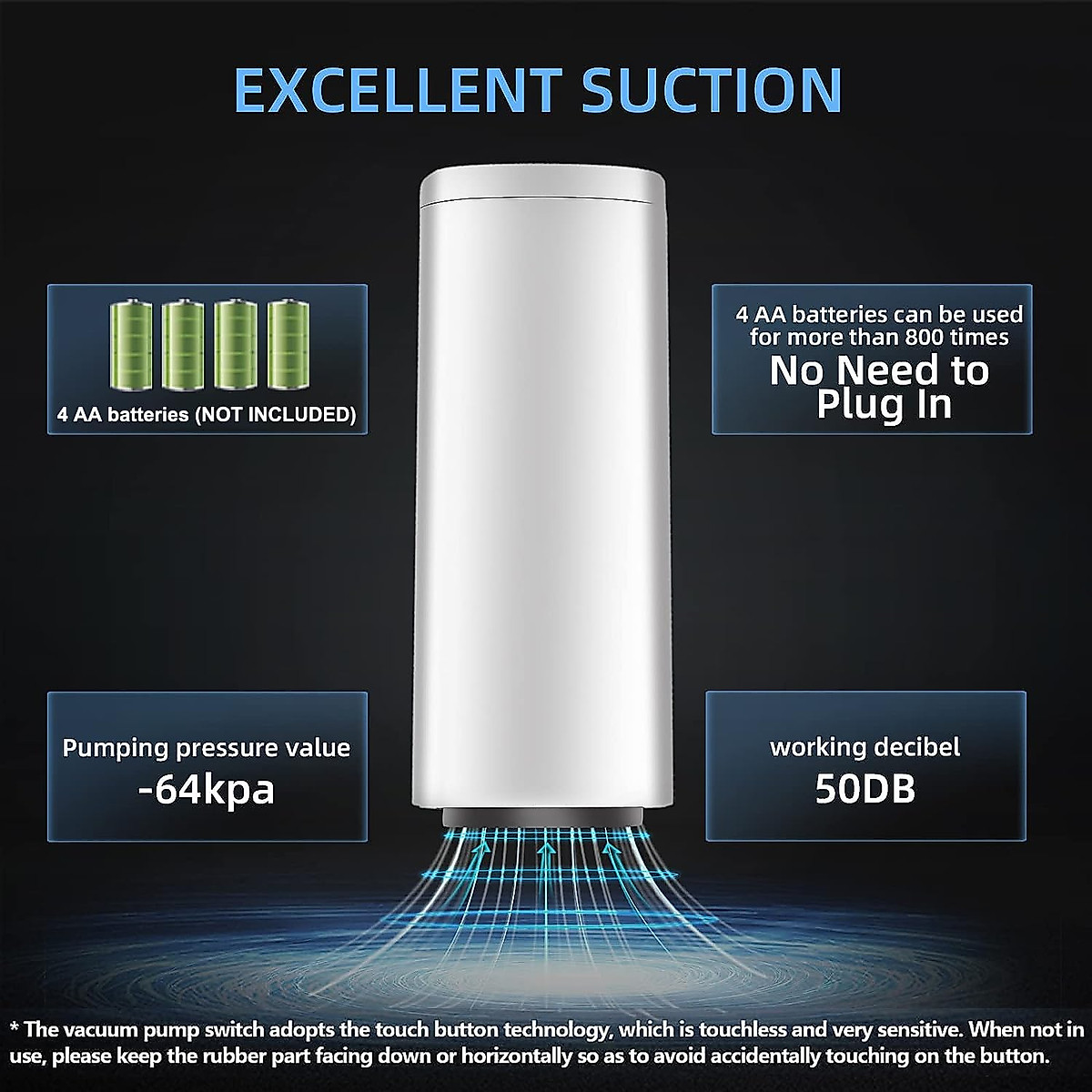 Domsanistor Handheld Vacuum Sealer Machine, Automatic Food Vacuum Pump, Sous Vide Vacuum Sealer Portable Vacuum Sealer Machine for Vacuum Food, Furits Storage and Preservation (Battery not Included)