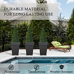 kubvici Tall Planters for Outdoor Plants, 20 Inch Movable Drainage Large Indoor Planters, Set of 2 Plastic Planters for Front Porch Door Garden Balcony Deck, Dark Gray 20"