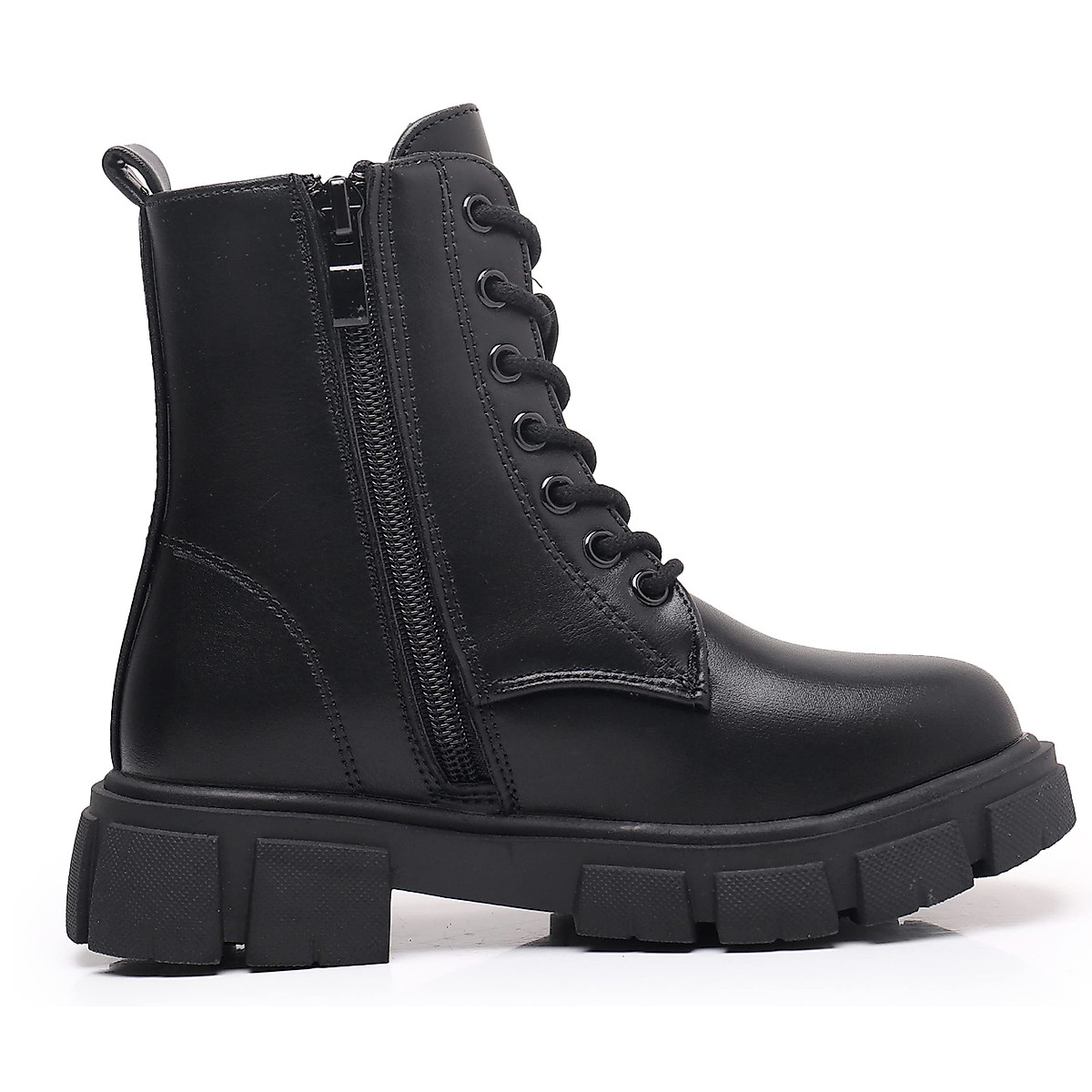 Apakowa Kids Girls Boots Fashion Combat Ankle Boots Side Zipper Booties (Little Kid/Big Kid)