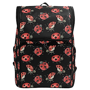 Naanle Cartoon Ladybugs Floral Large College School Books Backpack Waterproof Computer Bag Travel Daypack for Man Woman
