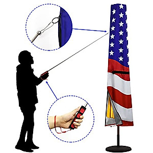 Daily Treasures American Flag Patio Umbrella Cover, 420D Oxford Fabric Umbrella Cover Waterproof with Telescopic Rod-Outside Parasol Cover Fits 8ft to 11ft Garden Outdoor Umbrella, Windproof Dustproof