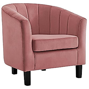Modway Prospect Channel Tufted Performance Velvet Armchair Set of 2, Dusty Rose