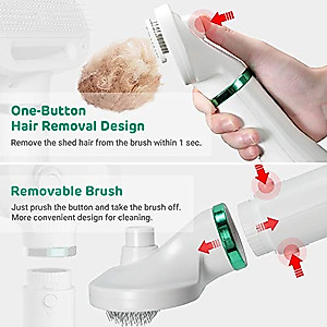 iPettie Pet Hair Dryer 2 with Slicker Brush, 3 Heat Settings, One-Button Hair Removal, Portable Dog Blower, Professional Home Grooming Furry Drying for Small Large Cat Dog