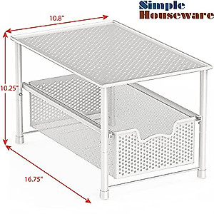 Simple Houseware Stackable Under Sink Cabinet Sliding Basket Organizer Drawer, White