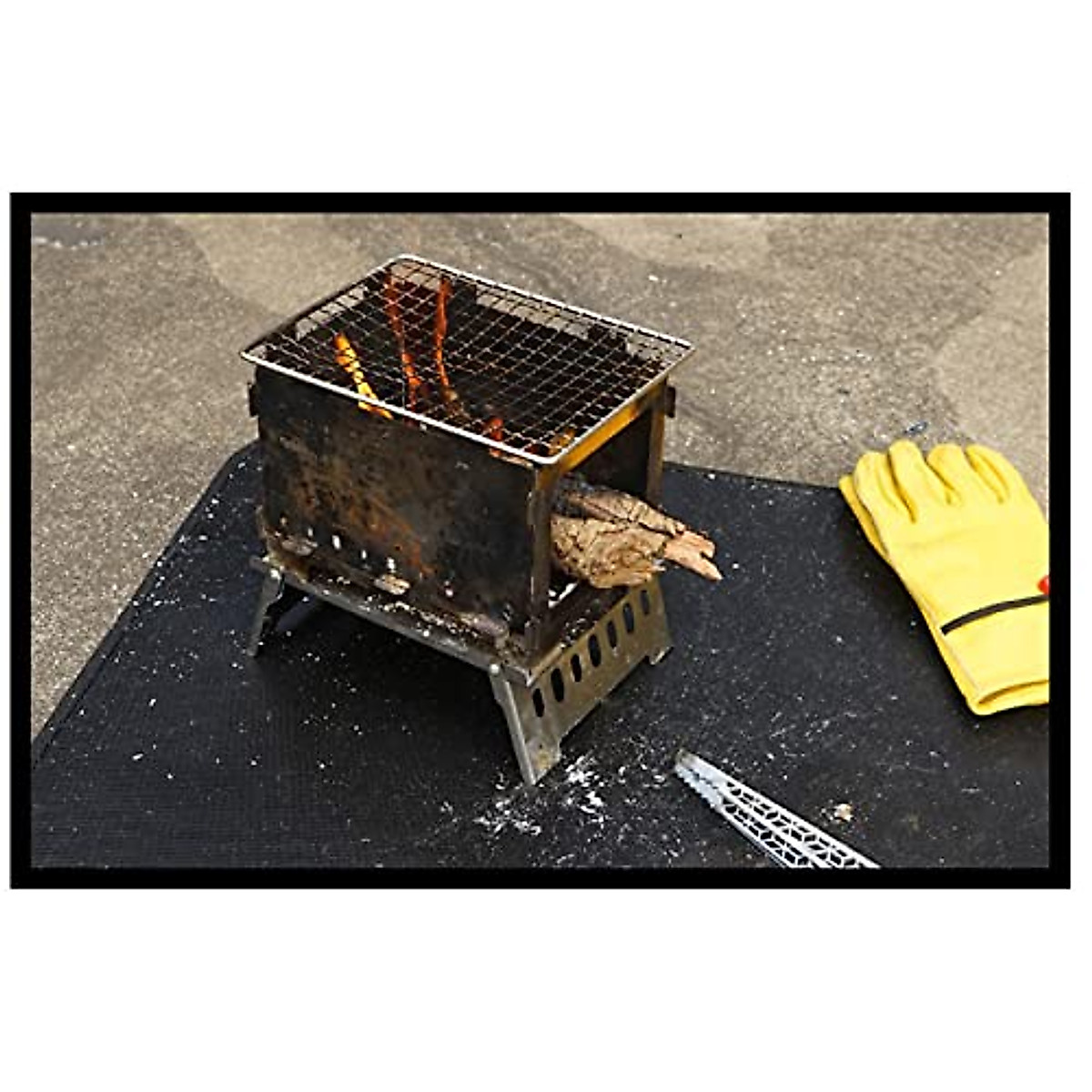 Joyeee Fireproof Fireplace Mat with Storage Bag, Large Grill Mat Hearth Rug BBQ Grill Mat Fire Pit Ground Protector Mat, Garden Outdoor Doormats Fire Mat, Portable and Foldable, 31.5"x 29.5" #20