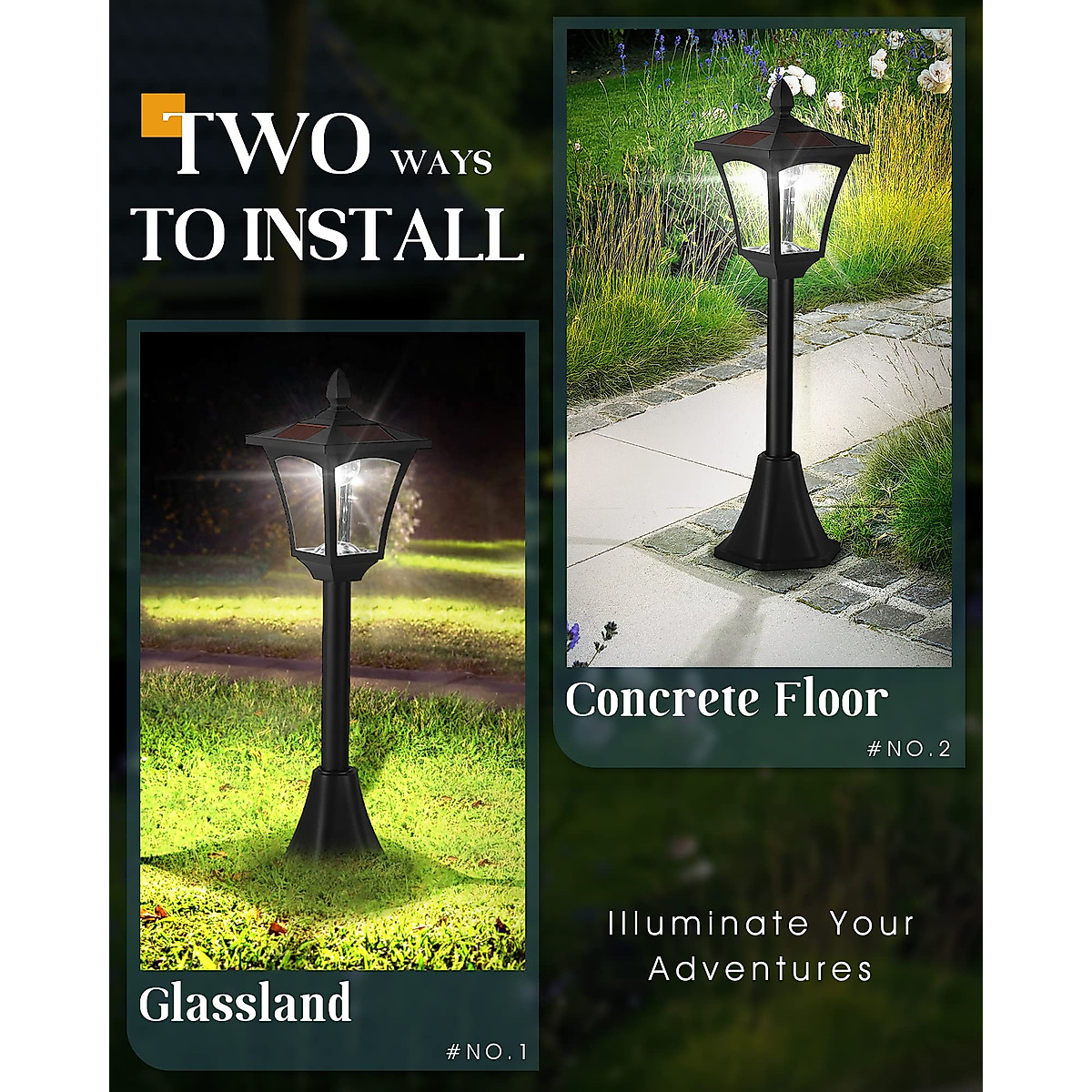 Seovix 70" Solar Lamp Post Lights Outdoor Waterproof IP65, Solar Lamp Posts Outdoor Lighting, LED Solar Pole Light for Garden, Lawn, Pathway, Driveway, 1-842-108