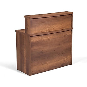 UGOS Mono Walnut Modern Reception Desk w/Transaction Counter | Laminate Desktop | Multifunctional Standing Front Desk for Home, Office, Salon, Spas, and Lobby (40 inch (100 cm))