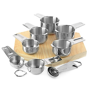 Measuring Cups and Spoons Set - Premium 13-Piece Stainless Steel, 7 Cups & 6 Spoons, Stackable, Ideal for Accurate Liquid and Dry Ingredient Measurement. By Laxinis World