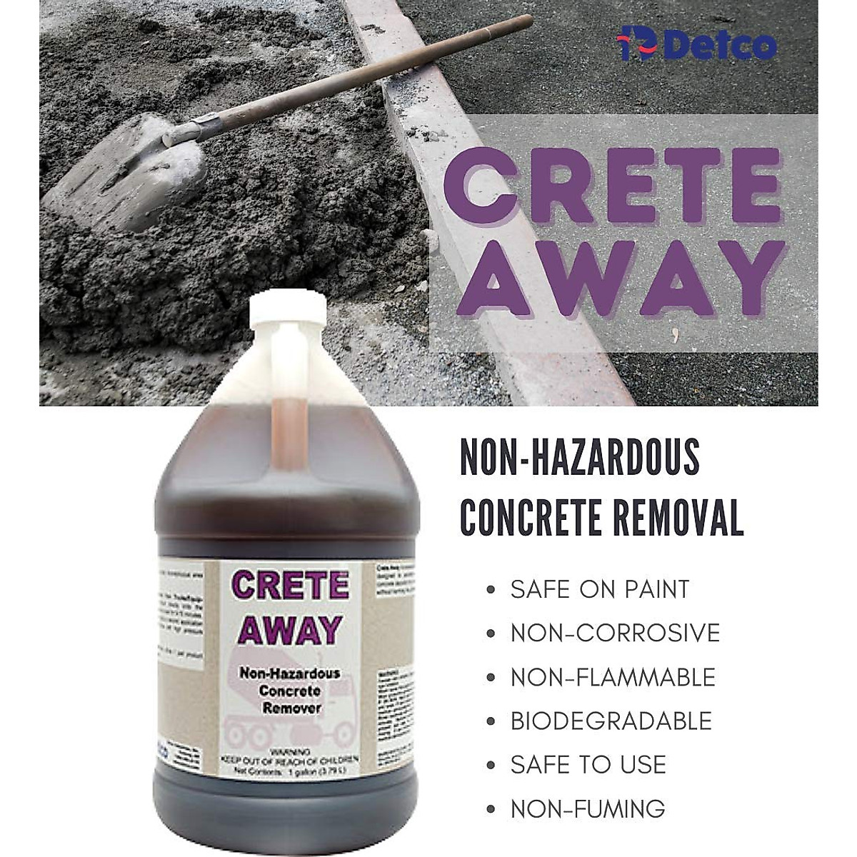 Crete Away Concrete Remover from Trucks, Mixers and Construction Equipment Mortar Grout and Stucco - Non Hazardous (1 Gallon)