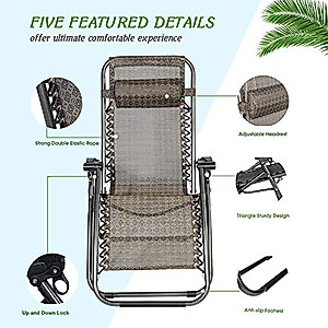 Livebest Set of 2 Adjustable Zero Gravity Chair Patio Lounge Chairs Folding Recliner Outdoor Pool Yard Beach