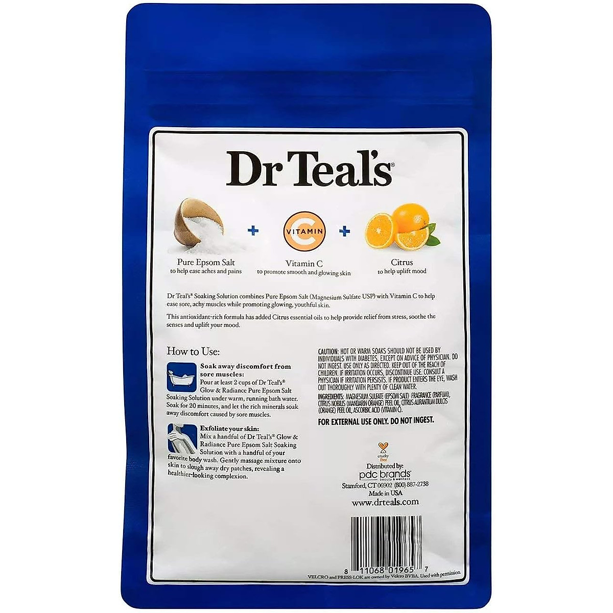 Dr. Teal's Vitamin C & Citrus Salt Bath Gift Set (4 Pack, 3lbs Ea.) - Glow & Radiance Vitamin C & Citrus Oils Blended with Pure Epsom Salt - Promote Glowing, Youthful Skin at Home