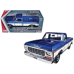 Motormax 1979 Ford F-150 Pickup Truck 2 Tone, Blue with Cream 79346AC-BLCRM - 1/24 Scale Diecast Model Toy Car