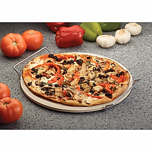 Fantes Pizza Baking Stone with Serving Rack, Natural Ceramic Stoneware, The Italian Market Original since 1906