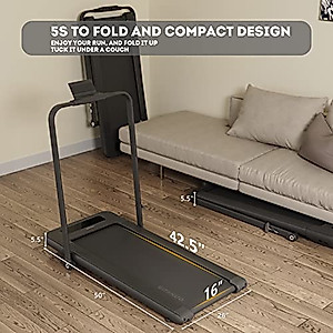 Bifanuo 2 in 1 Folding Treadmill, Smart Walking Running Machine with Bluetooth Audio Speakers, Installation-Free，Under Desk Treadmill for Home/Office Gym Cardio Fitness（Black）
