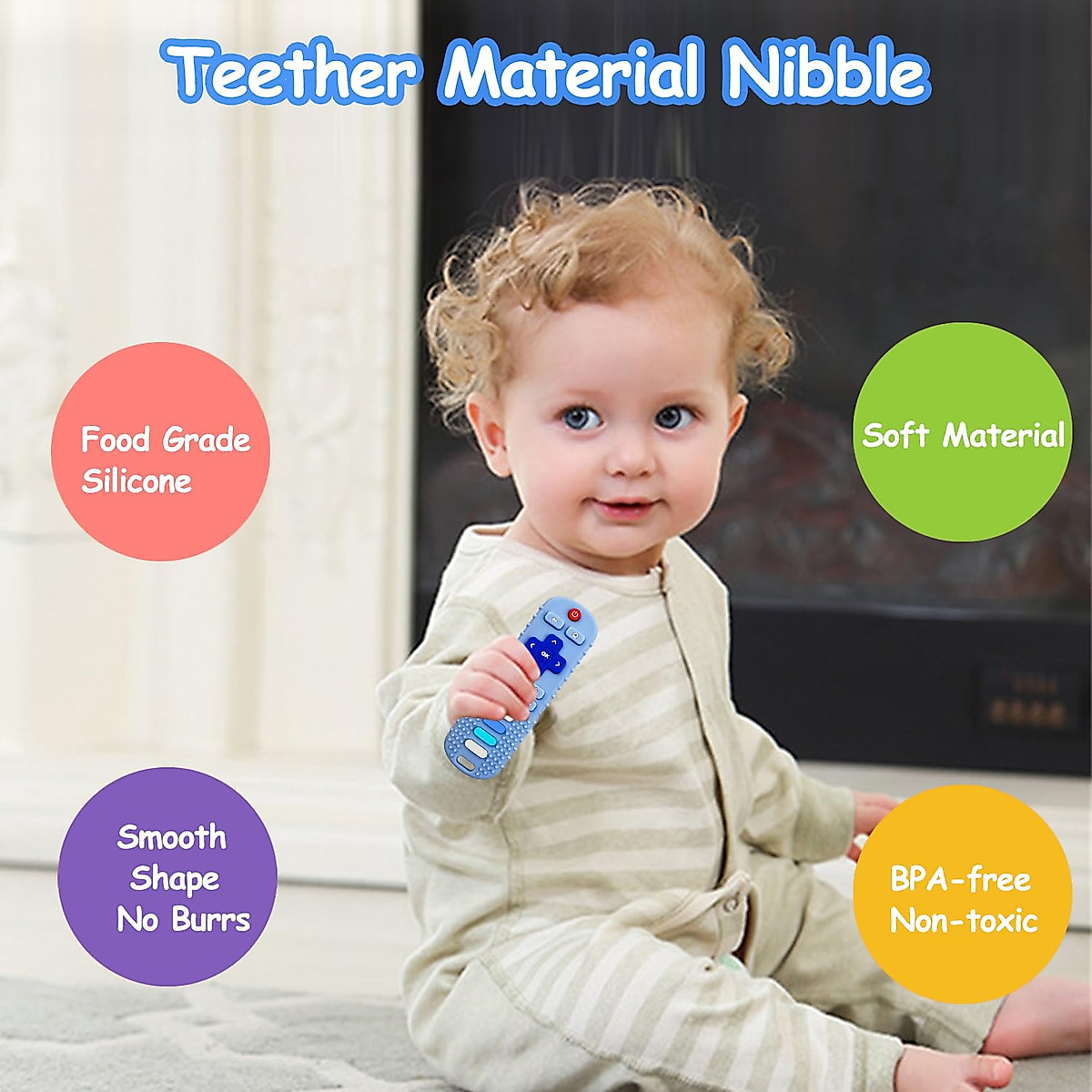 YAPROM 2Pcs Silicone Teething Toys, TV Remote Teether Toys for Baby Remote Teething Toys, Silicone Toy Remote for Infant&Toddler Boys Girls BPA Free/Refrigerator Safe
