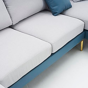 HANLIVES 108.5 Inch 4-Seat Sofa Couch,Modern Fabric U Shaped Living Room Furniture Set with 4 Throw Pillows,Upholstered 4 Seater Sectional Sleeper Sofa with Thicken Foam for Bedroom Office Apartment