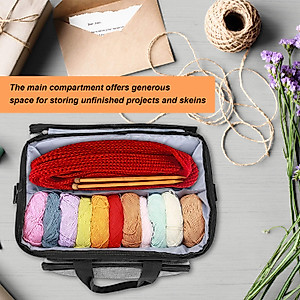 ProCase Knitting Bag with Inner Divider, Yarn Storage Organizer Crochet Tote Bags for Projects, Knitting Needles, Crochet Hooks and Other Knitting Supplies (No Accessories Included), Black