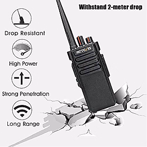 Retevis RT29 2 Way Radios Long Range,High Power Heavy Duty Two Way Radios,Rugged Walkie Talkies with Waterproof Speak Mic 3200mAh Battery(4 Pack)