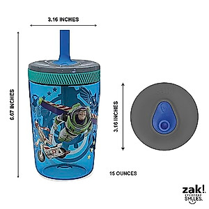Zak Designs Kelso 15 oz Tumbler Set (Toy Story 4 - Woody & Buzz 2pc Set) Toddlers Cup Non-BPA Leak-Proof Screw-On Lid with Straw Made of Durable Plastic and Silicone, Perfect Baby Cup Bundle for Kids