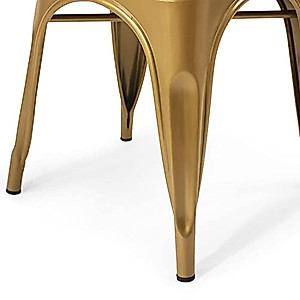 Modway Promenade Industrial Modern Steel Metal Bistro Dining Chairs in Gold-Set of 2