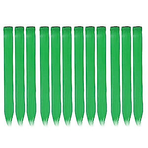 Green Hair Party Highlight Synthetic Hairpiece,12 Pieces Hair Extension for St. Patrick's Day Kids Girls Women 20 Inch