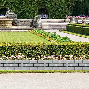 Plasitic Fence Stone Brick, Yard Brick Effect, Edging Garden Lawn Borders Bricks, Effect Flower Bed Edging Plant Border Bricks, Multifunctional Lawn Bricks Fence for Flower Tree Grass