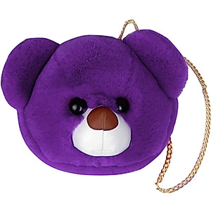 QZUnique Women Bear Head Animal Cartoon Messenger Bags Faux Fur Handbag Shoulder Bag Crossbody Handbags