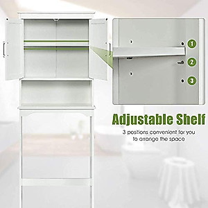 Nightcore Bathroom Storage Rack Over The Toilet, Toilet Organizer with a Open Space, Space Saver Cabinet, Sturdy and Durable Bathroom Shelf, White