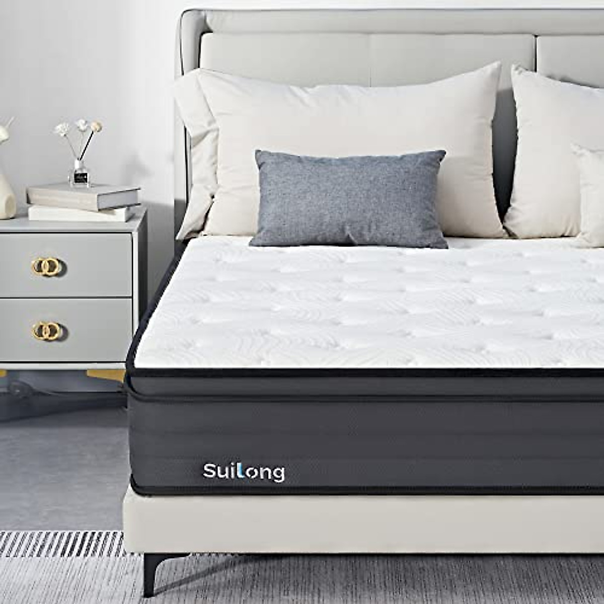 SUI LONG 11 Inch Mattress Full Size, Medium Firm Memory Foam and Individual Pocket Springs Hybrid Mattress for Motion Isolation & Cool Sleep, CertiPUR-US Certified, Full Size Mattress in a Box
