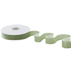 DINDOSAL Sage Green Velvet Ribbon 1 Inch Single Face Velvet Sage Green Christmas Ribbon for Tree Decorations, Gift Wrapping, Hair Bows, Choker, Wedding, Cafts, Bouquets, Baby Shower - 10 Yards
